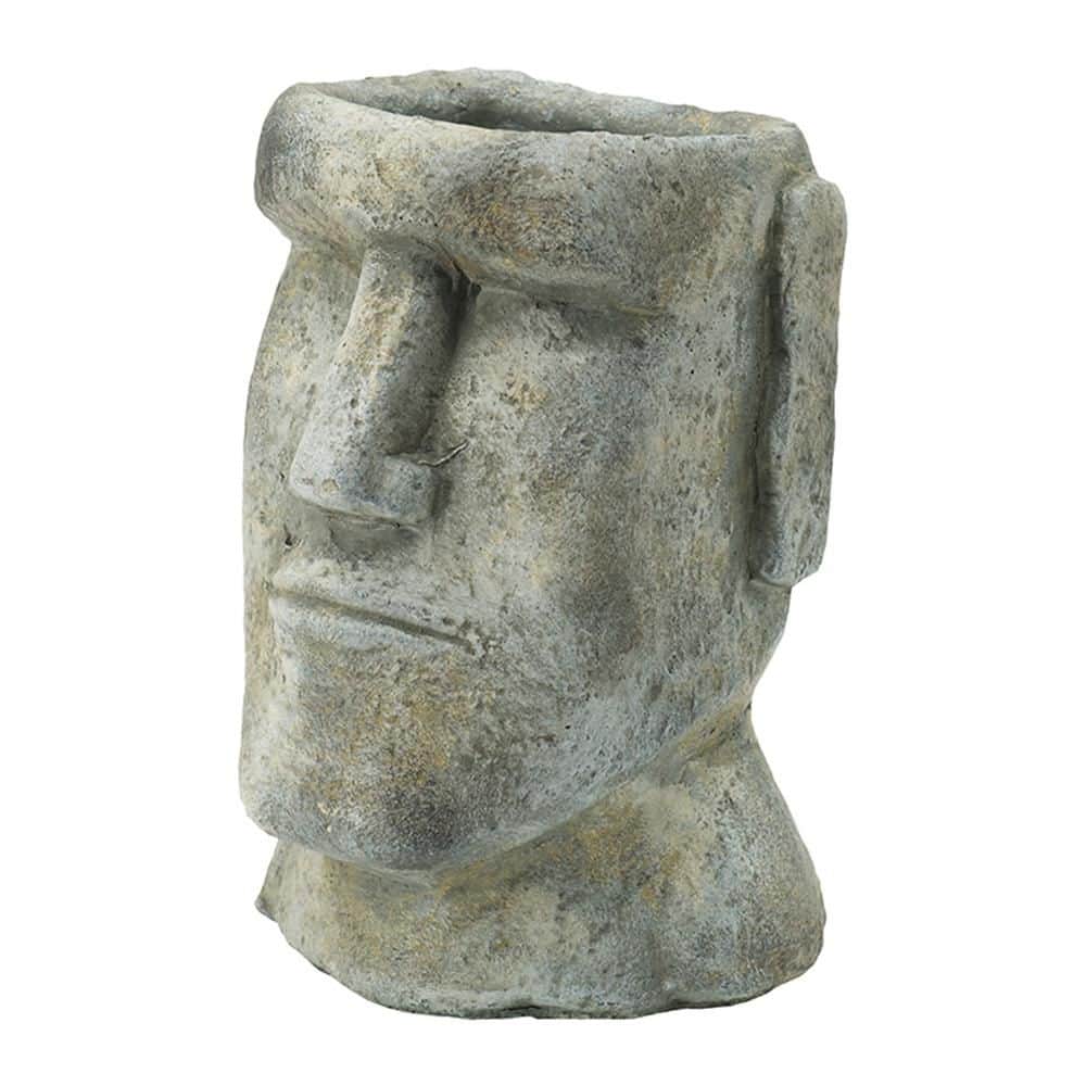 Gray Outdoor Garden Easter Island Cement Planter (6 in. W x 9 in. H ...