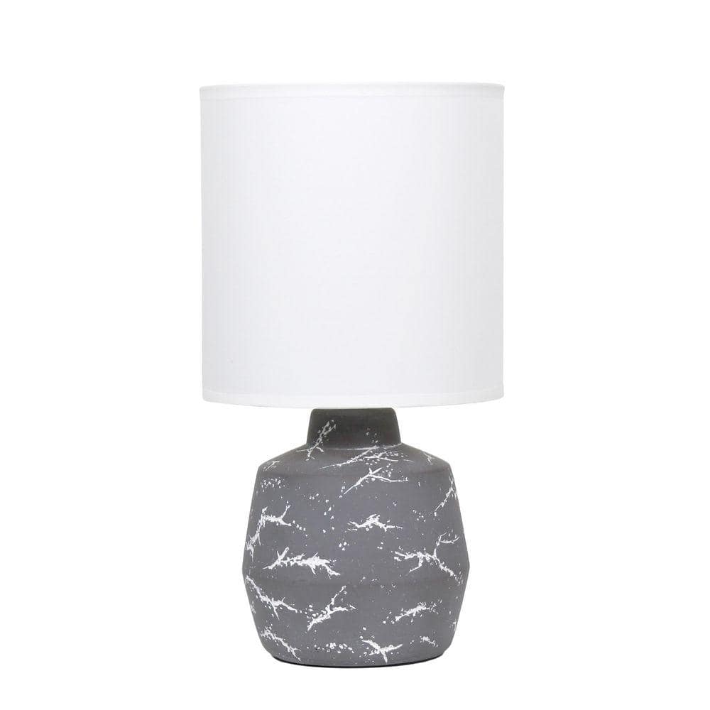 Simple Designs 13.78 Marble-Inspired Ceramic Table Lamp, Gray Base with ...