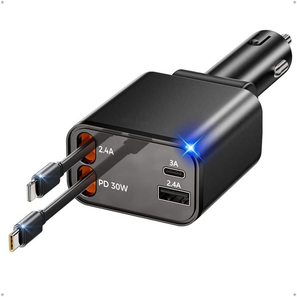 Yichuhaoxi 69-Watt Retractable Fast Charging Car Charger with Build-in ...