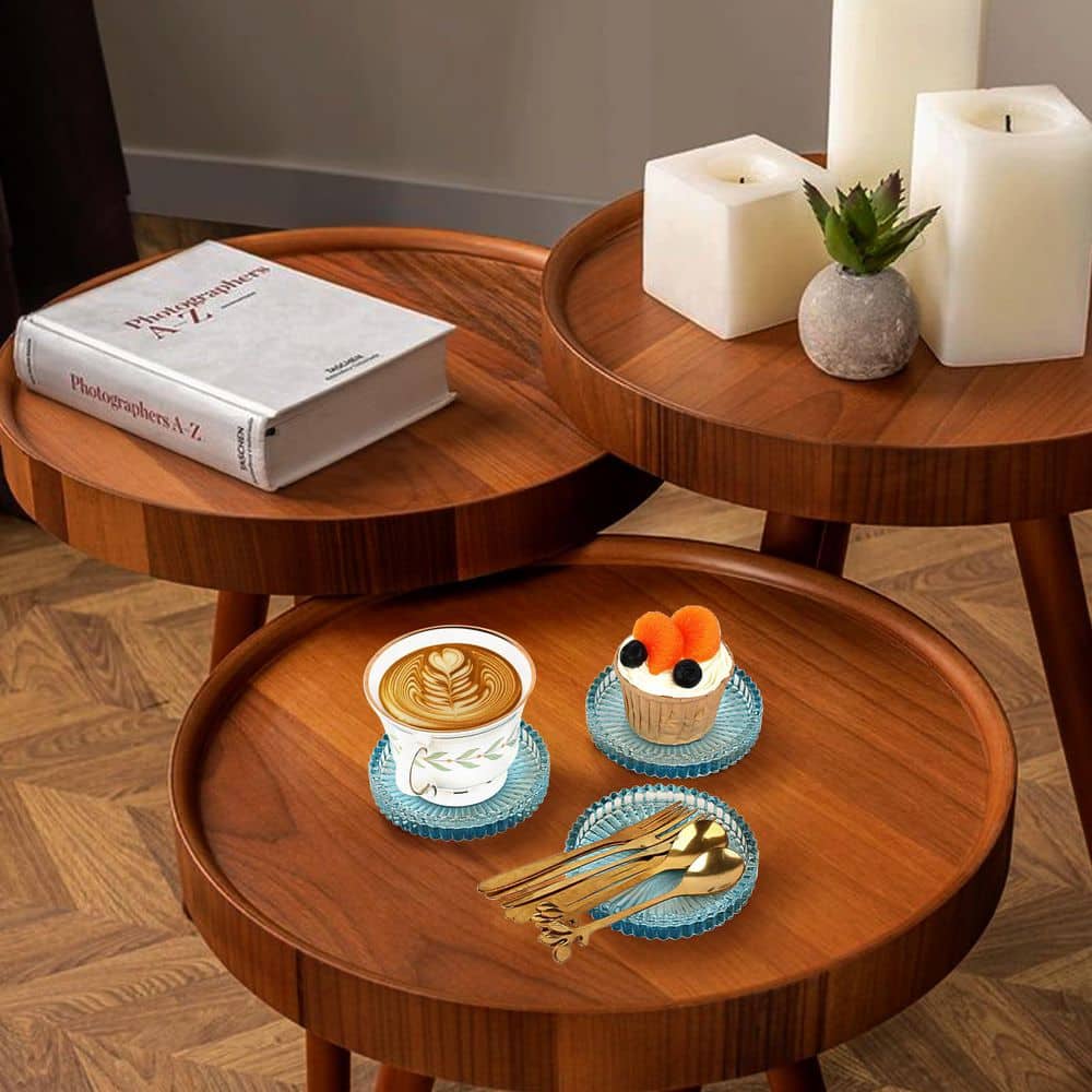 Wudkey 5-Piece Round Cup Coasters Coffee Table Decor for Office ...