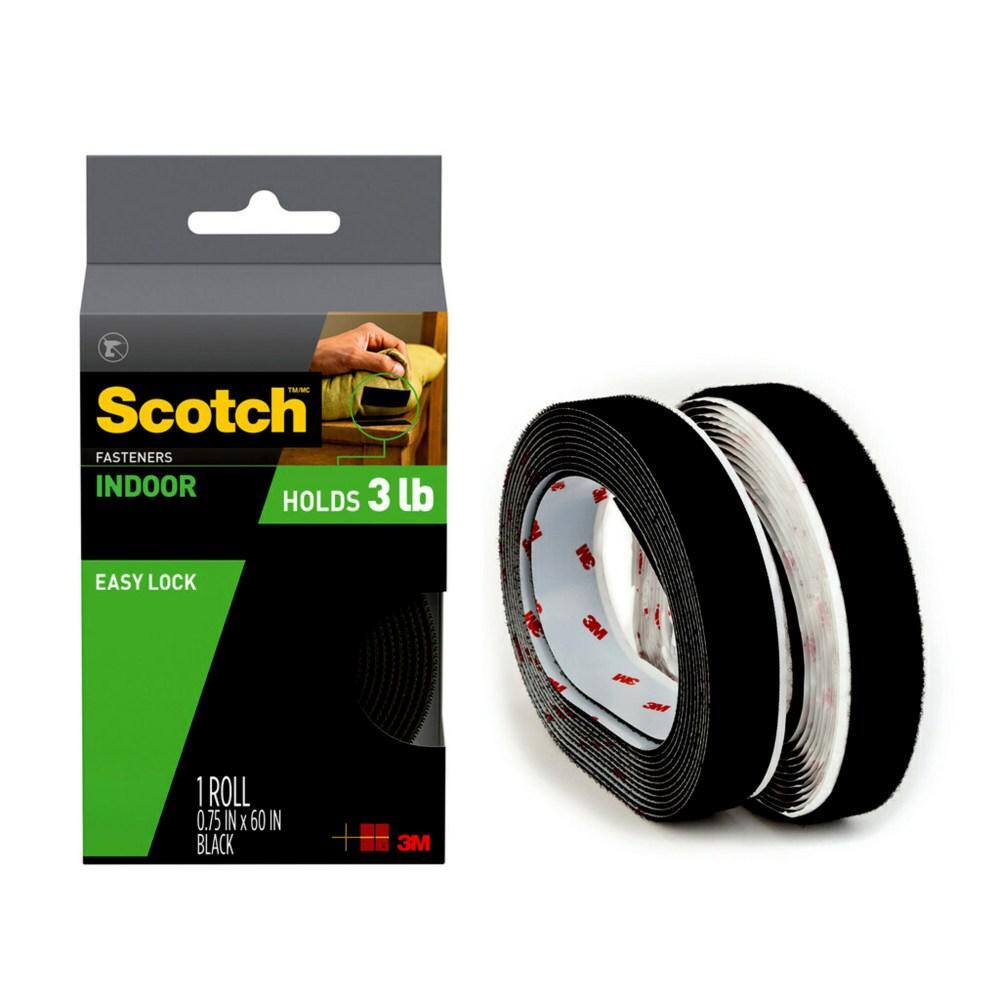 Scotch 3/4 in. x 5 ft. Black Indoor Fasteners, 1 Set of Strips RF4741 ...