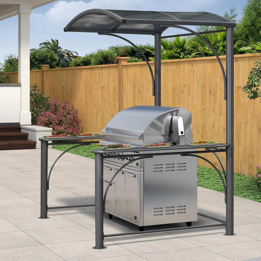 PURPLE LEAF 7 ft. x 5 ft. Hardtop Grill Gazebo for Patio Aluminum ...