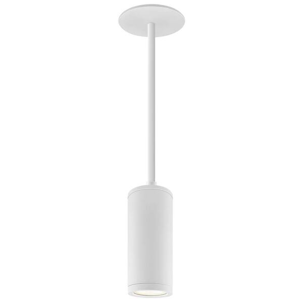 LUXRITE 2.5 In. 1-Light White Cylinder LED Hardwired Pendant Light ...
