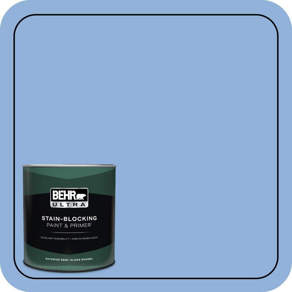 BEHR ULTRA 1 qt. #580B-5 Cornflower Blue Semi-Gloss Enamel Exterior ...