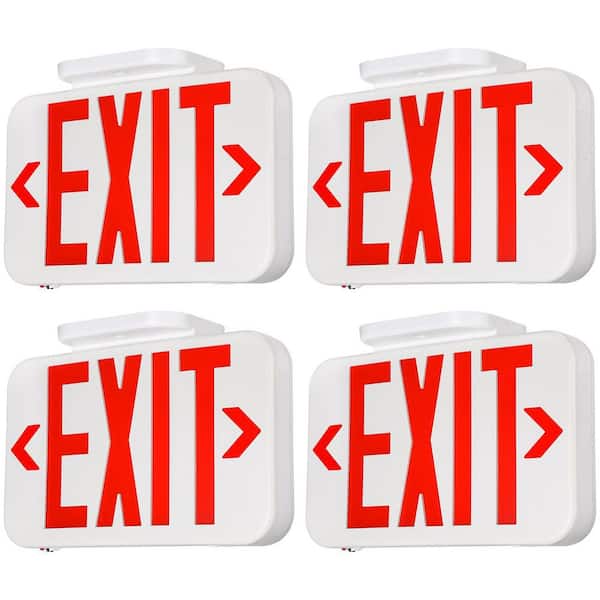 4-Pack Hardwired LED Exit Sign Fireproof ABS Plastic Double Face UL 924 ...