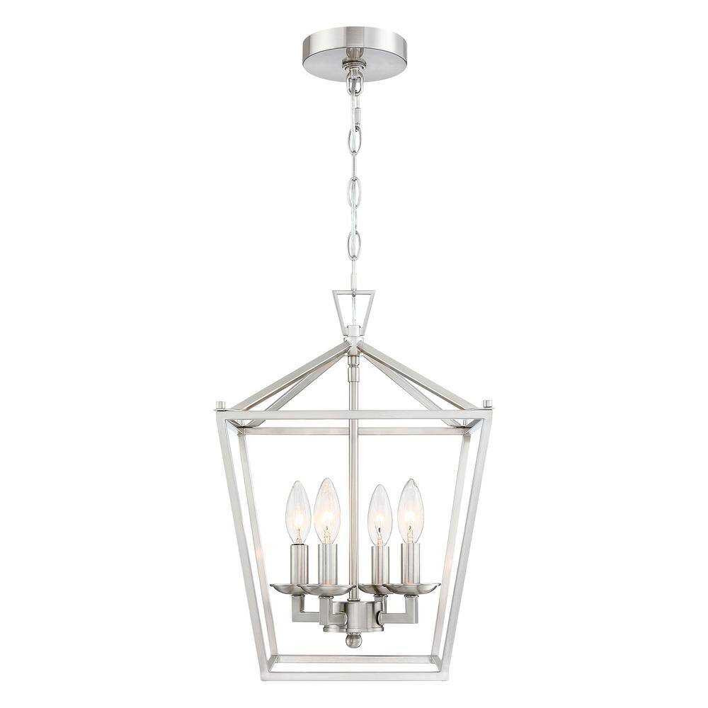 Hukoro Alfa 12 in. 4-Light Brushed Nickle Finish Caged Pendant Light NF50334-BN - The Home Depot