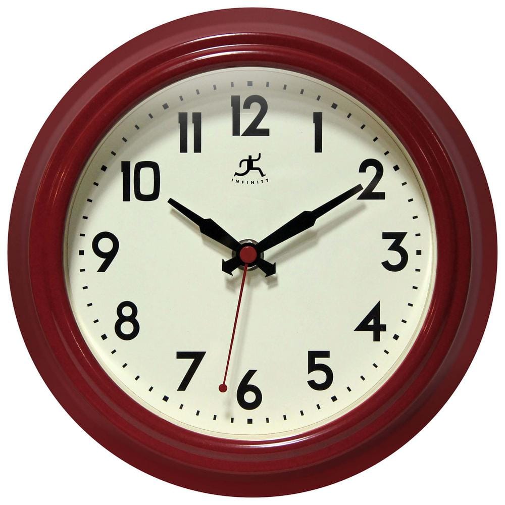 Infinity Instruments Retro Diner Red Wall Clock, 8.5 in. 14751RD-3773 ...