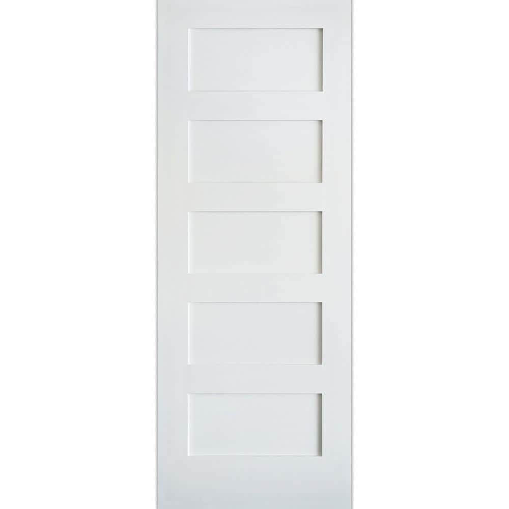 Krosswood Doors 36 in. x 80 in. Shaker 5-Panel Primed Solid Core MDF ...