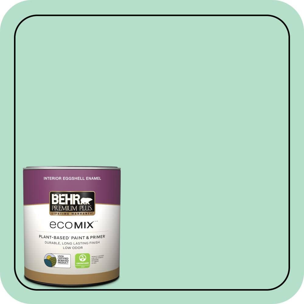 BEHR PREMIUM PLUS 1 qt. #480C-3 Aqua Bay Eggshell Enamel EcoMix Plant ...