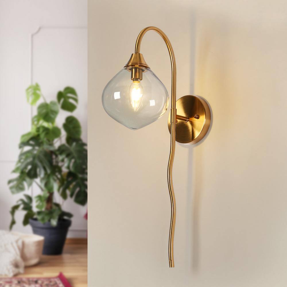 Lnc Modern 6 In 1 Light Brass Wall Sconce With Smoky Grey Blown Glass Globe Contemporary Damp