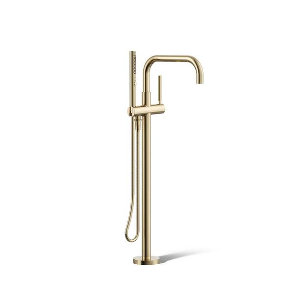 KOHLER Purist Floor-Mount 1-Handle Bath Filler Trim With Handshower in ...
