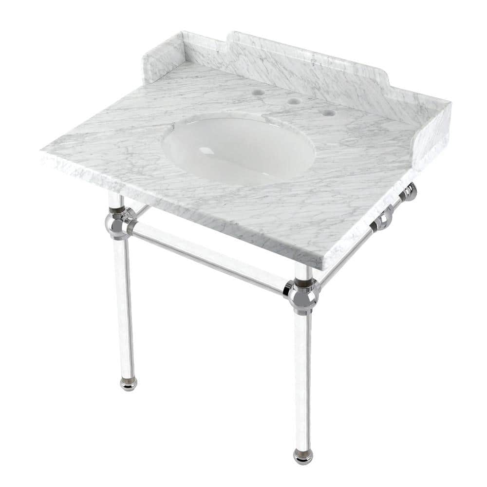 Kingston Brass Fauceture 30 in. Marble Console Sink Set with Acrylic ...
