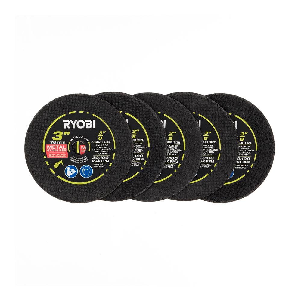RYOBI 3 in. Aluminum Oxide Cut-Off Wheel Set (5-Piece) A7CW501 - The ...