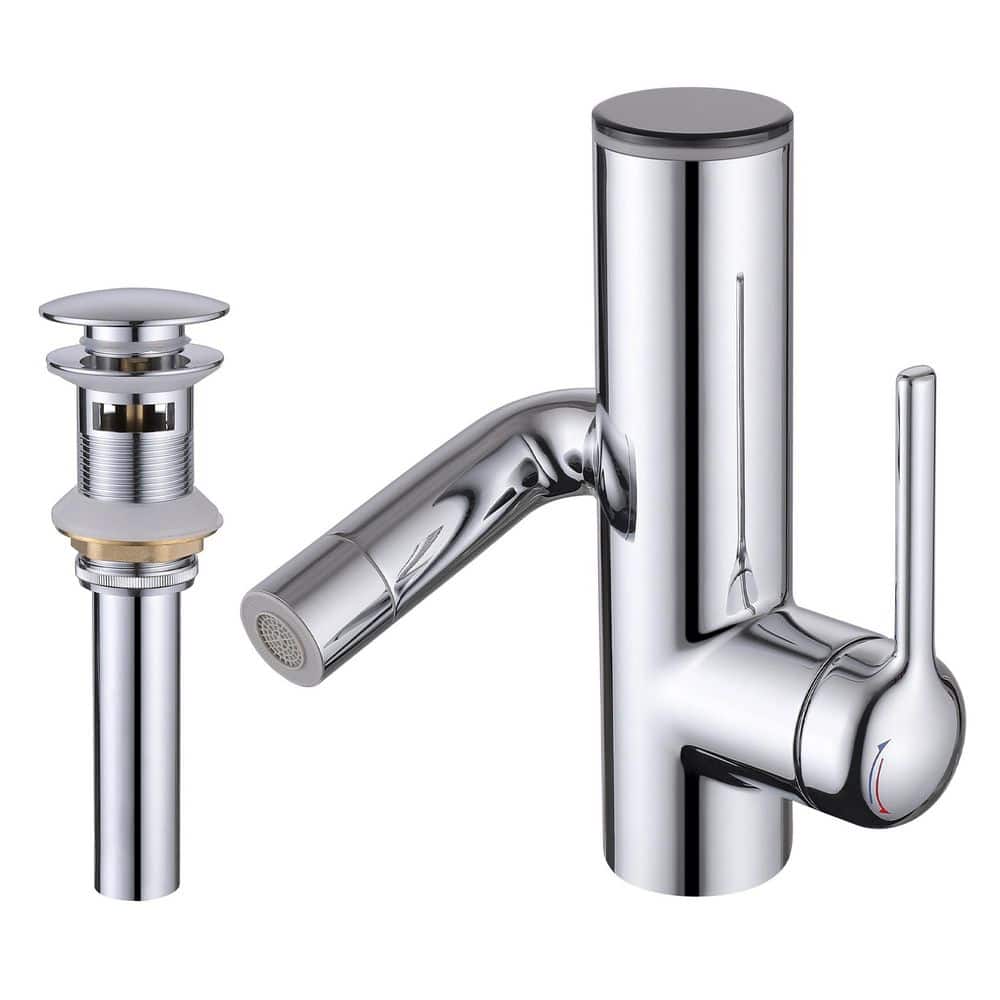 FLG Single Handle Single Hole Temperature Display Bathroom Faucet with ...