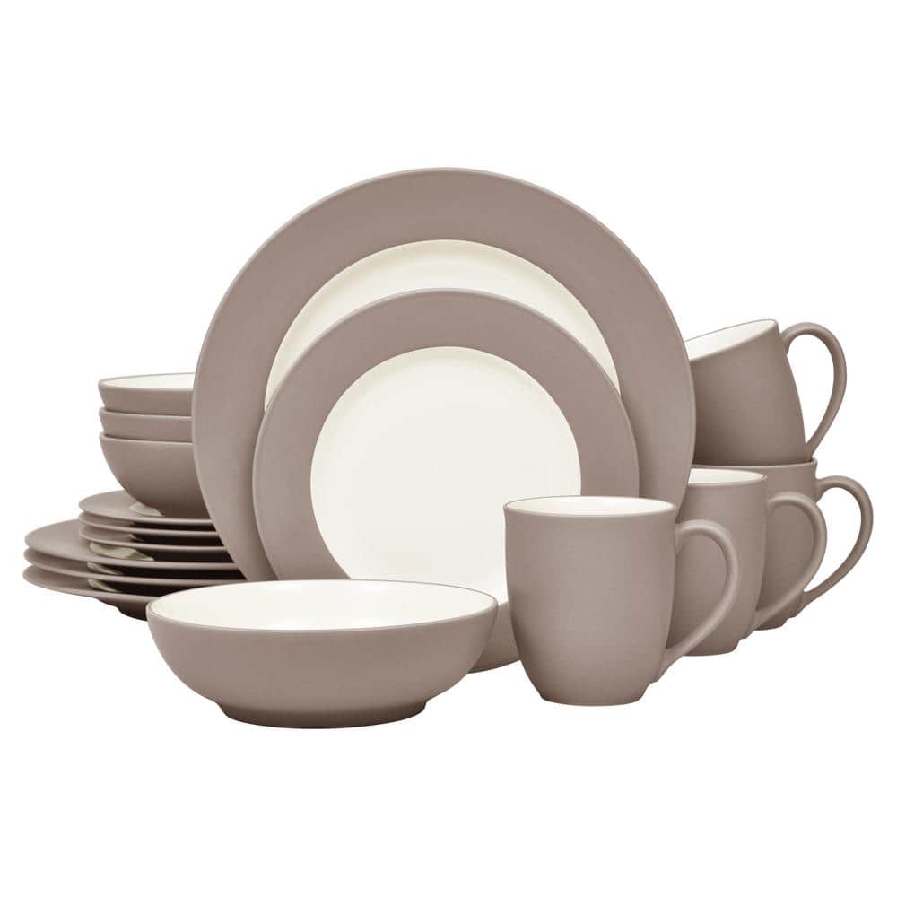 Noritake Colorwave Clay 16-Piece Rim (Tan) Stoneware Dinnerware Set ...