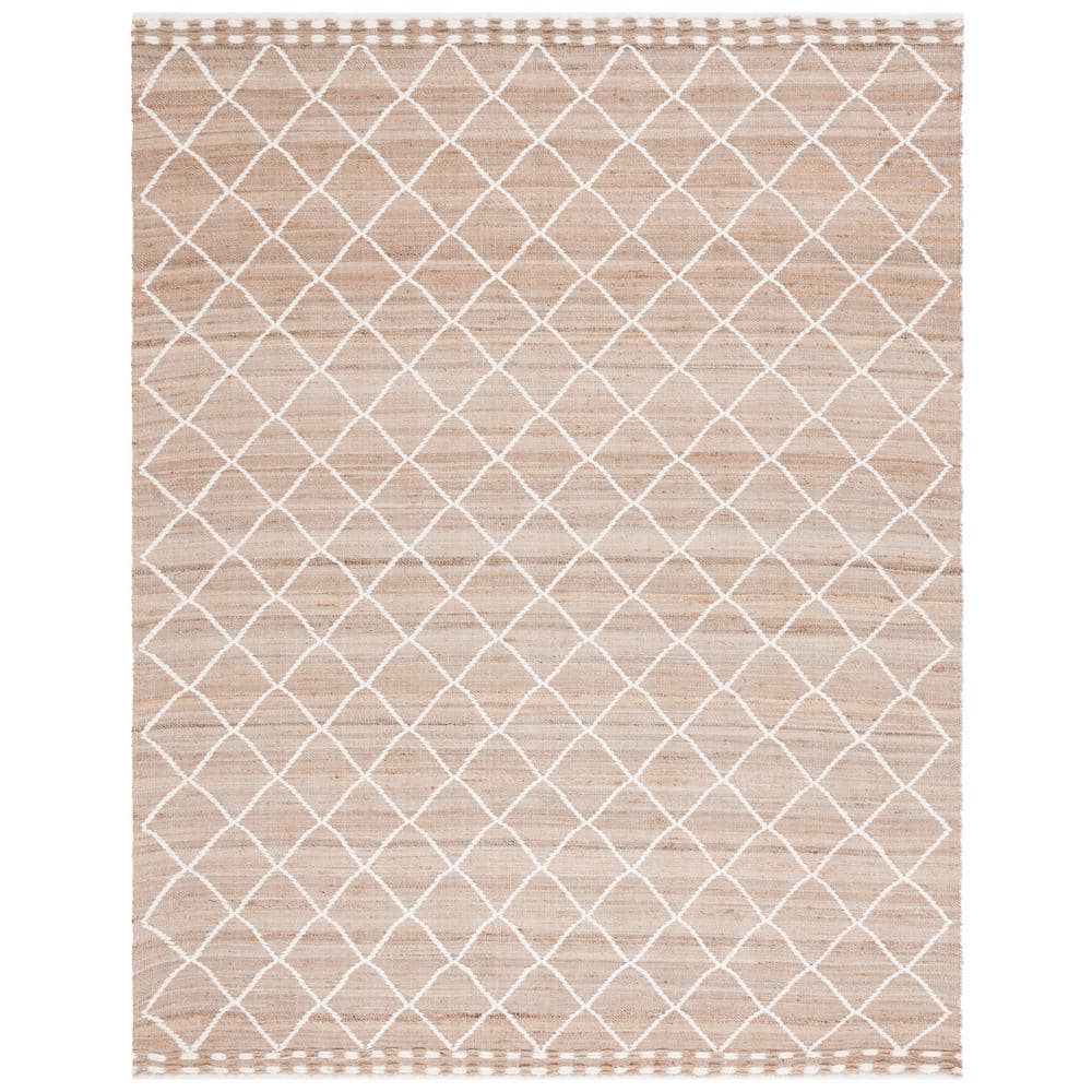 SAFAVIEH Natural Fiber Beige/Ivory 8 ft. x 10 ft. Diamond Border Area ...
