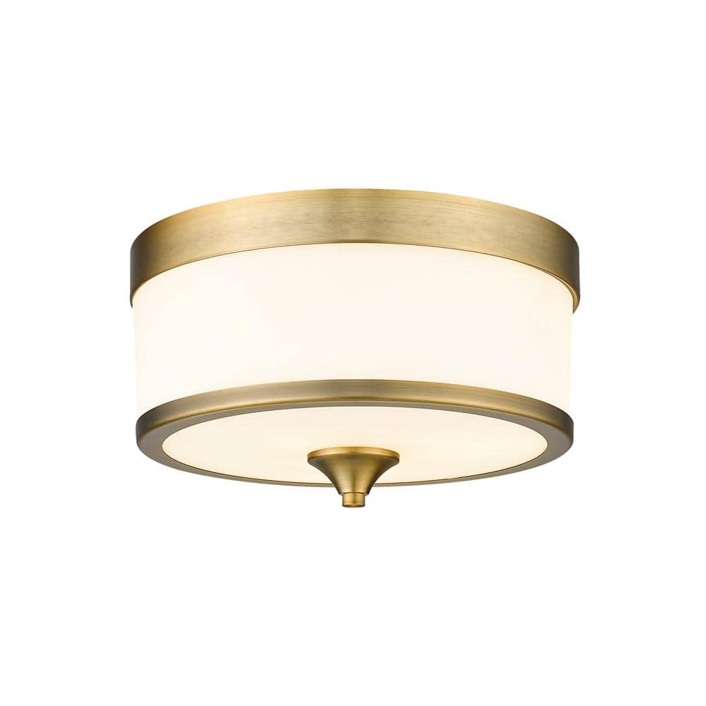 Cosmopolitan 13.75 in. 3-Light Heritage Brass Flush Mount Light with ...