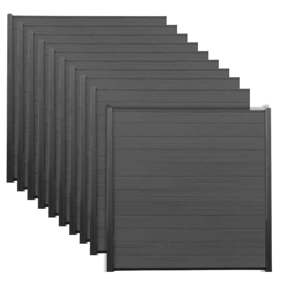 Frame It All 6 ft. x 6 ft. Valla Composite Fence Panel Ironwood (10 ...