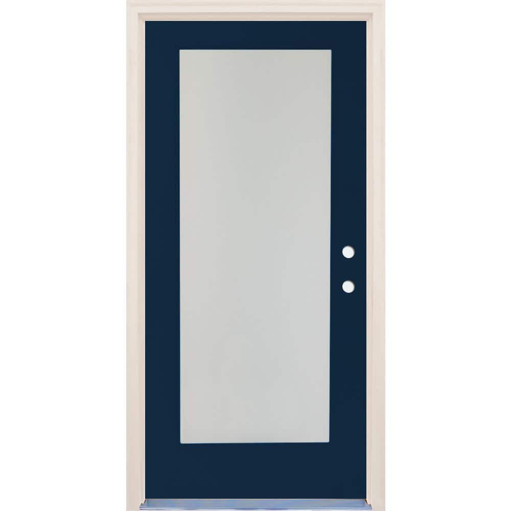 Builders Choice 36 in. x 80 in. Left-Hand/Inswing 1 Lite Satin Etch ...