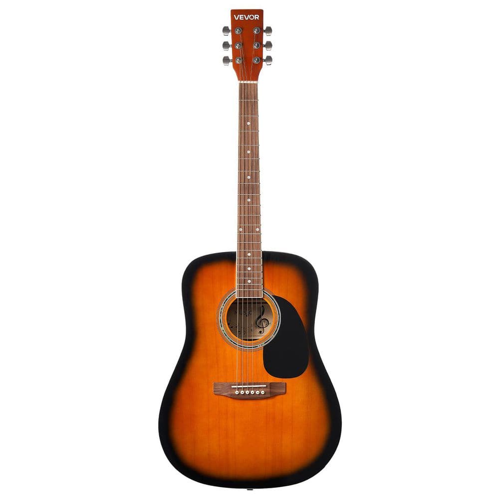 VEVOR Dreadnought Acoustic Guitar 41 in. 6-String Sunburst Solid Spruce ...