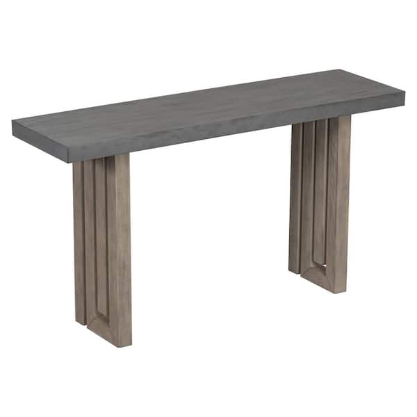 Tatahance 59 in. Gray Rectangle Wood Console Table with Distinctive ...