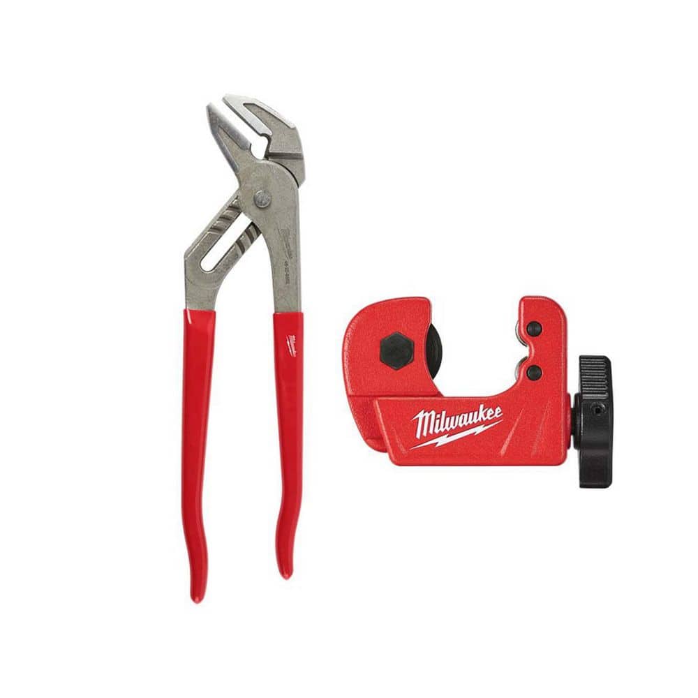 Milwaukee 12 in. Smooth Dipped Grip Jaw Plier and 1/2 in. Mini Copper ...