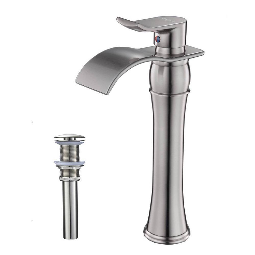 FLG Single Handle Single Hole Waterfall Bathroom Vessel Sink Faucet ...