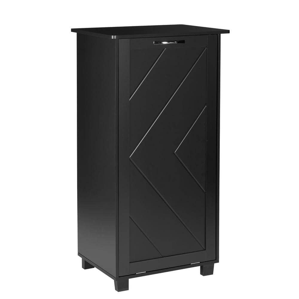 VECELO Kitchen Trash Bin Cabinet Black Wood 20.47 in. Buffet Sideboard ...