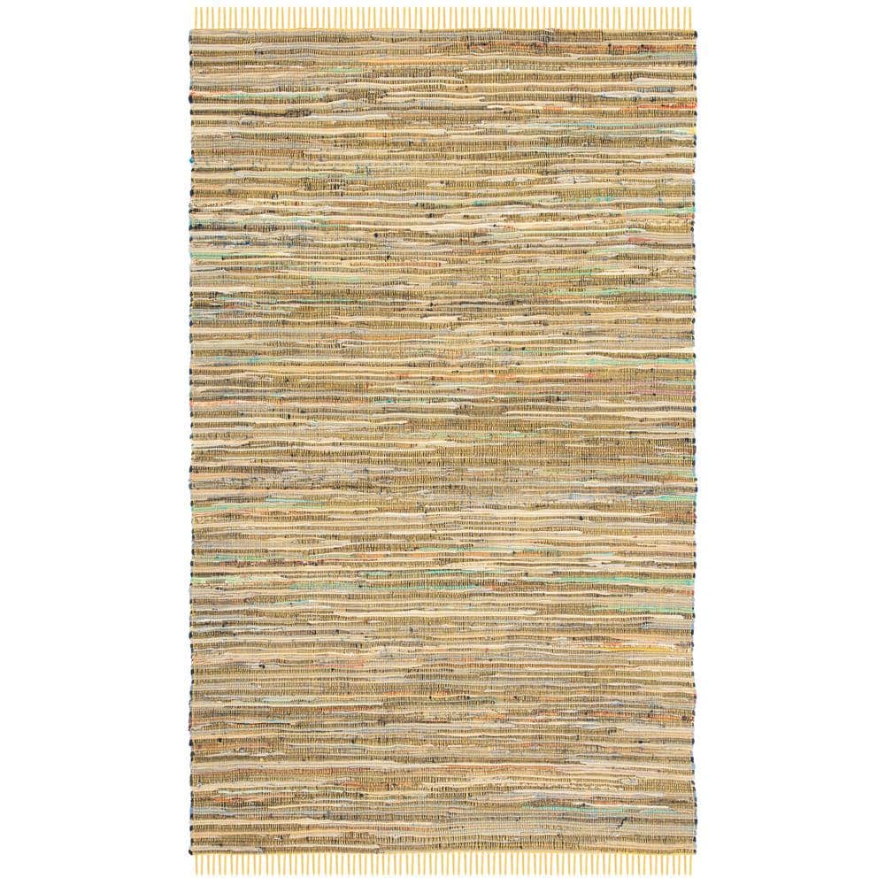 SAFAVIEH Rag Rug Yellow/Multi Doormat 2 ft. x 3 ft. Gradient Striped ...