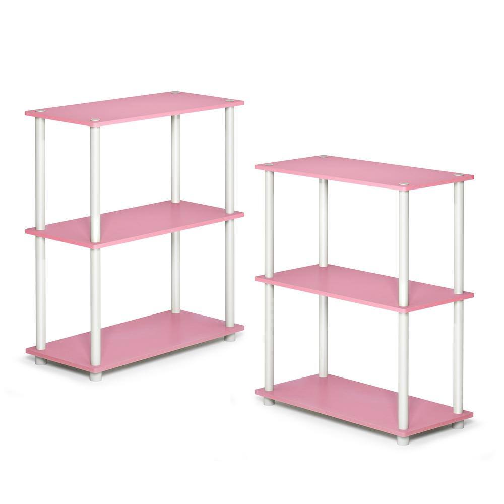 Furinno Turn-N-Tube 3-Shelf Compact Pink Open Bookcase (Set of 2) 2-10024PI