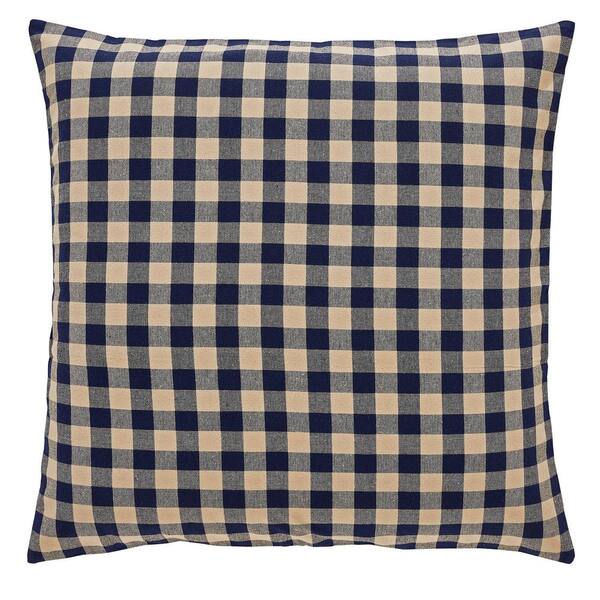 VHC Brands My Country Navy Tan Checkered Cotton Blend Euro Sham 84521 ...