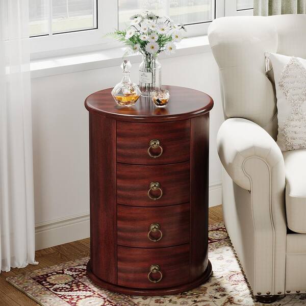 Round end table with storage store