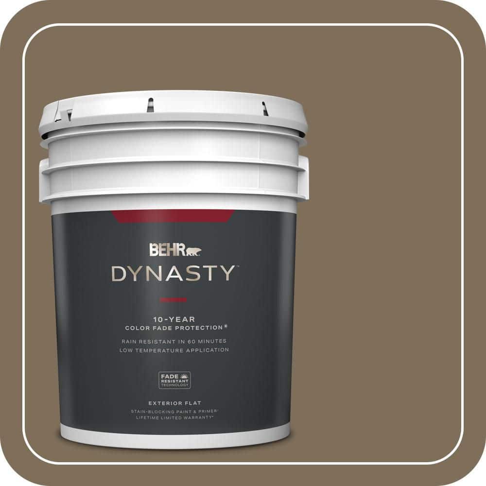 BEHR DYNASTY 5 gal. #710D-6 Butternut Wood Flat Exterior Stain-Blocking ...