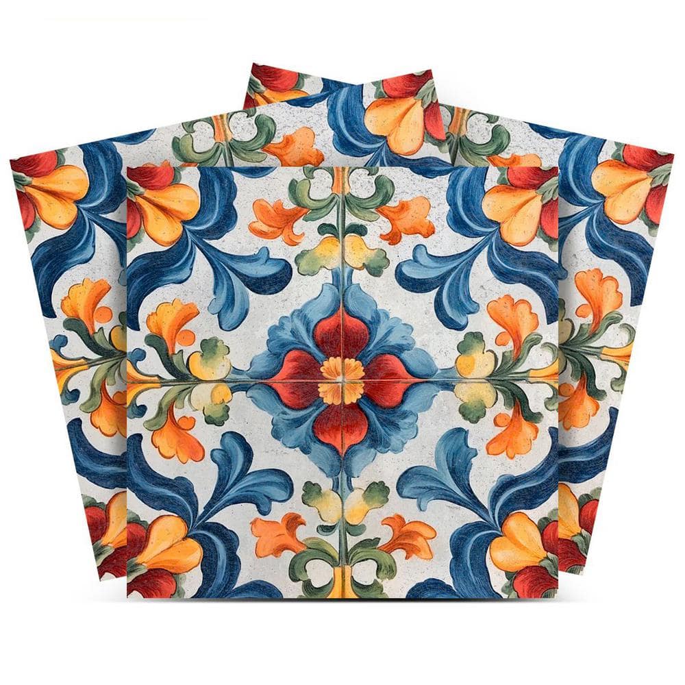 MI ALMA Blue, Red and Yellow R211 12 in. x 12 in. Vinyl Peel and Stick ...