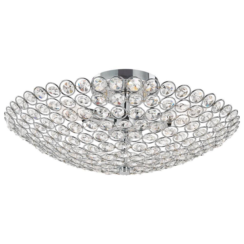 Decor Living Barclay 16 in. Chrome Crystal Flush Mount 24428FM-015