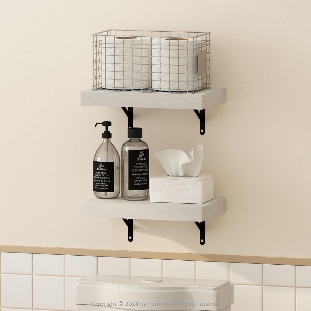 Furinno Tanna 1.65 in. Tall White Texture Wood Wall Mounted Bookcase ...
