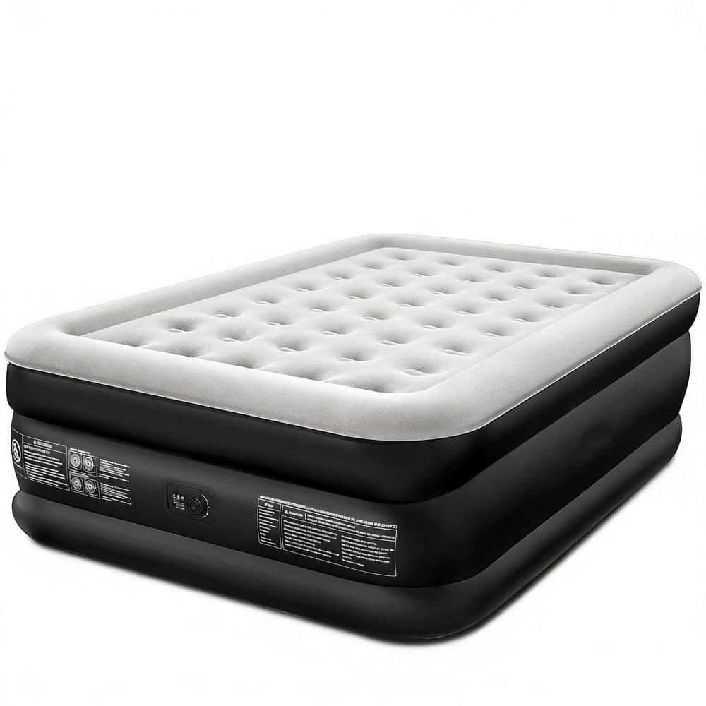 hcman Grey 650 lb. Queen Air Mattress with Built in Pump, 18-Raised ...