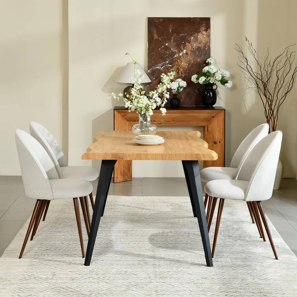 Homy Casa LANCEL 63 in. Oak Wood Live Edge Dining Table with Matte ...