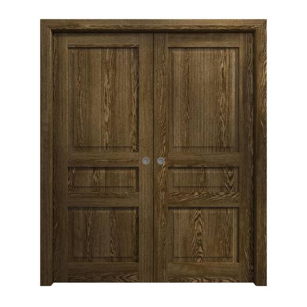 Sartodoors 30 in. x 80 in. Marble Oak Solid Wood Pocket Door With ...