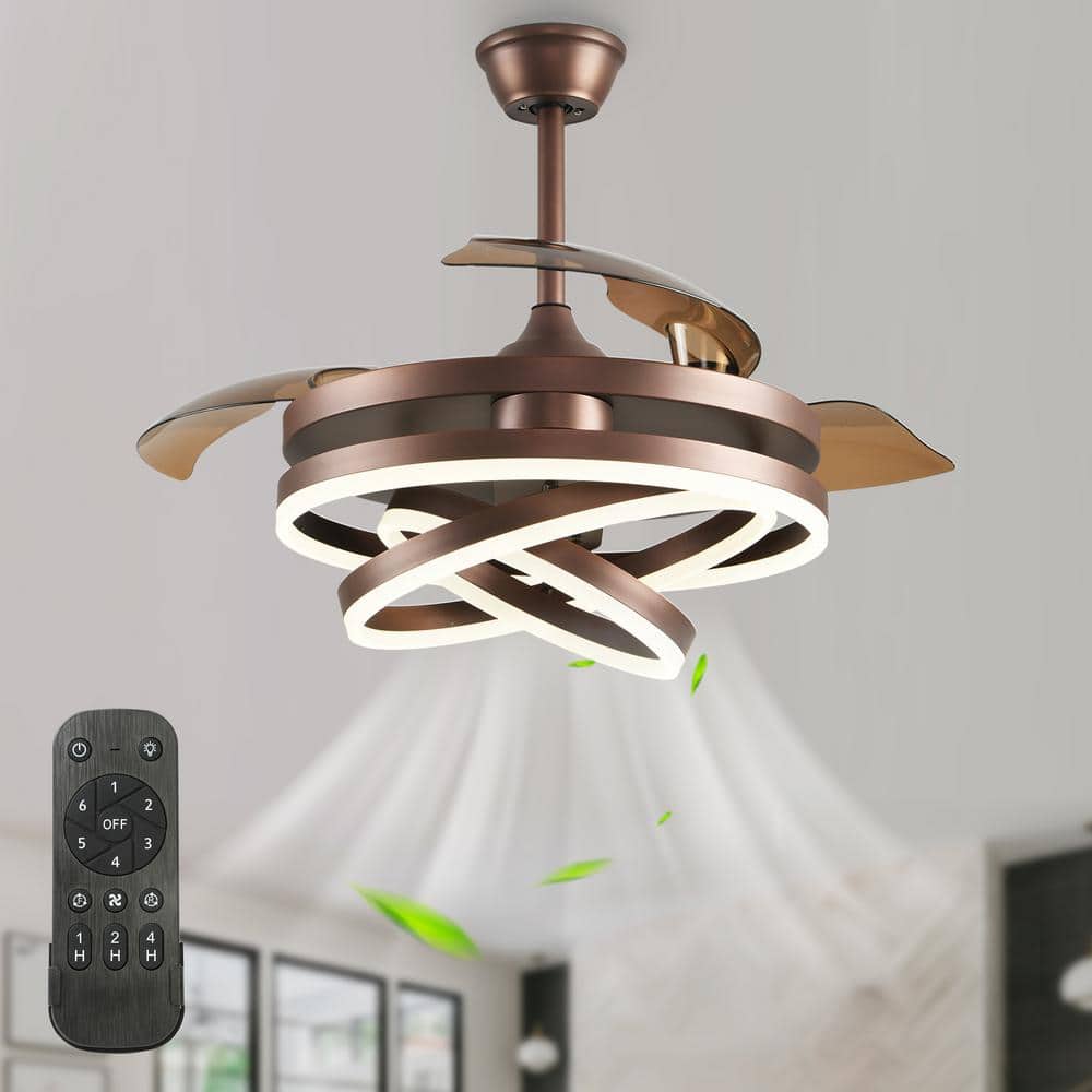 Bella Depot 36 in. LED Indoor Brown Reversible Ceiling Fan with Remote ...