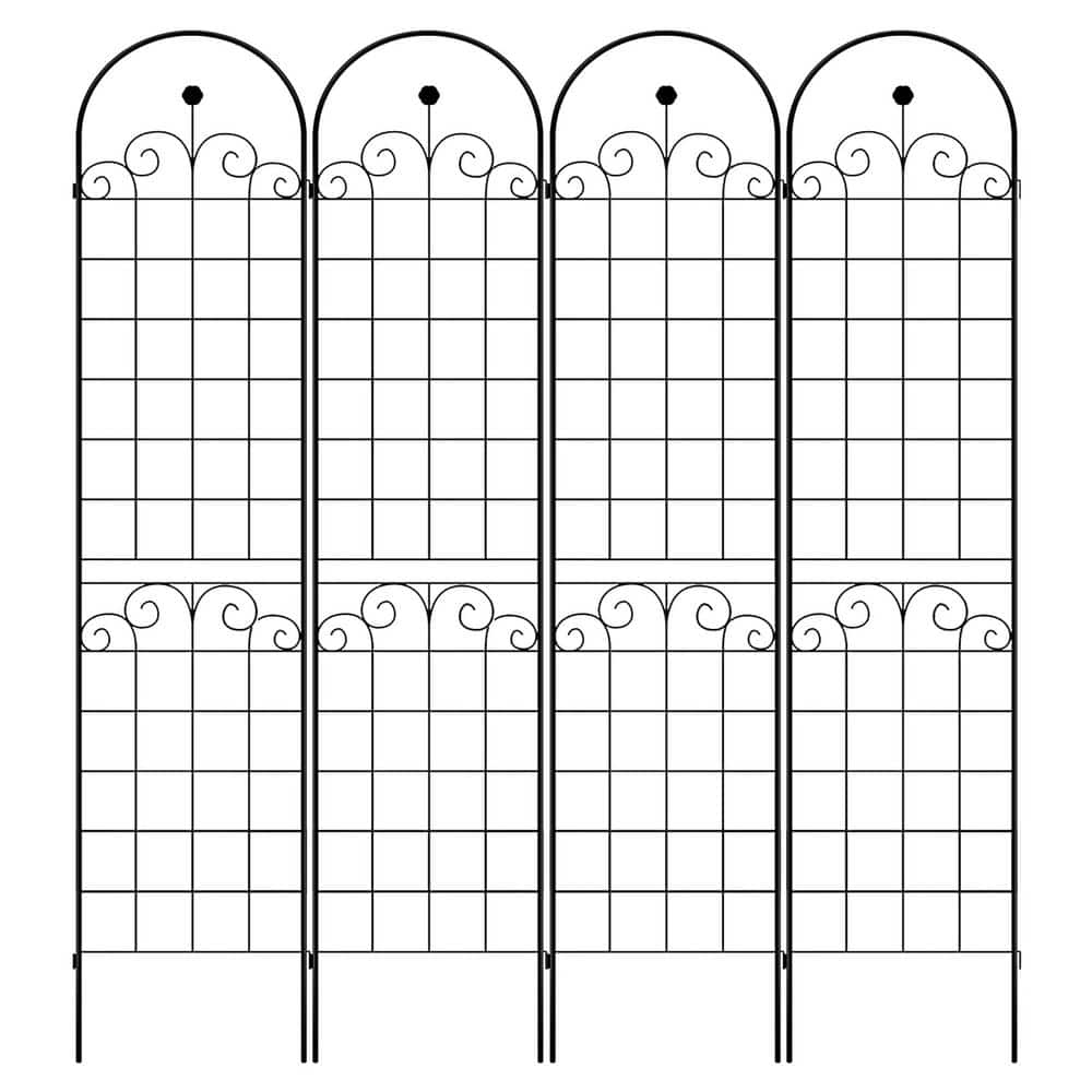 COOLSHARK 4-Pack 86.7 in x19.7 in Metal Garden Trellis for Climbing ...