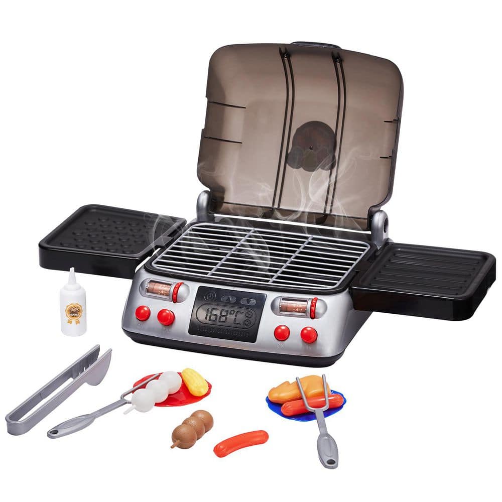 SKYSHALO Kids BBQ Grill Toy Set with Pretend Smoke Sound Light, Play ...