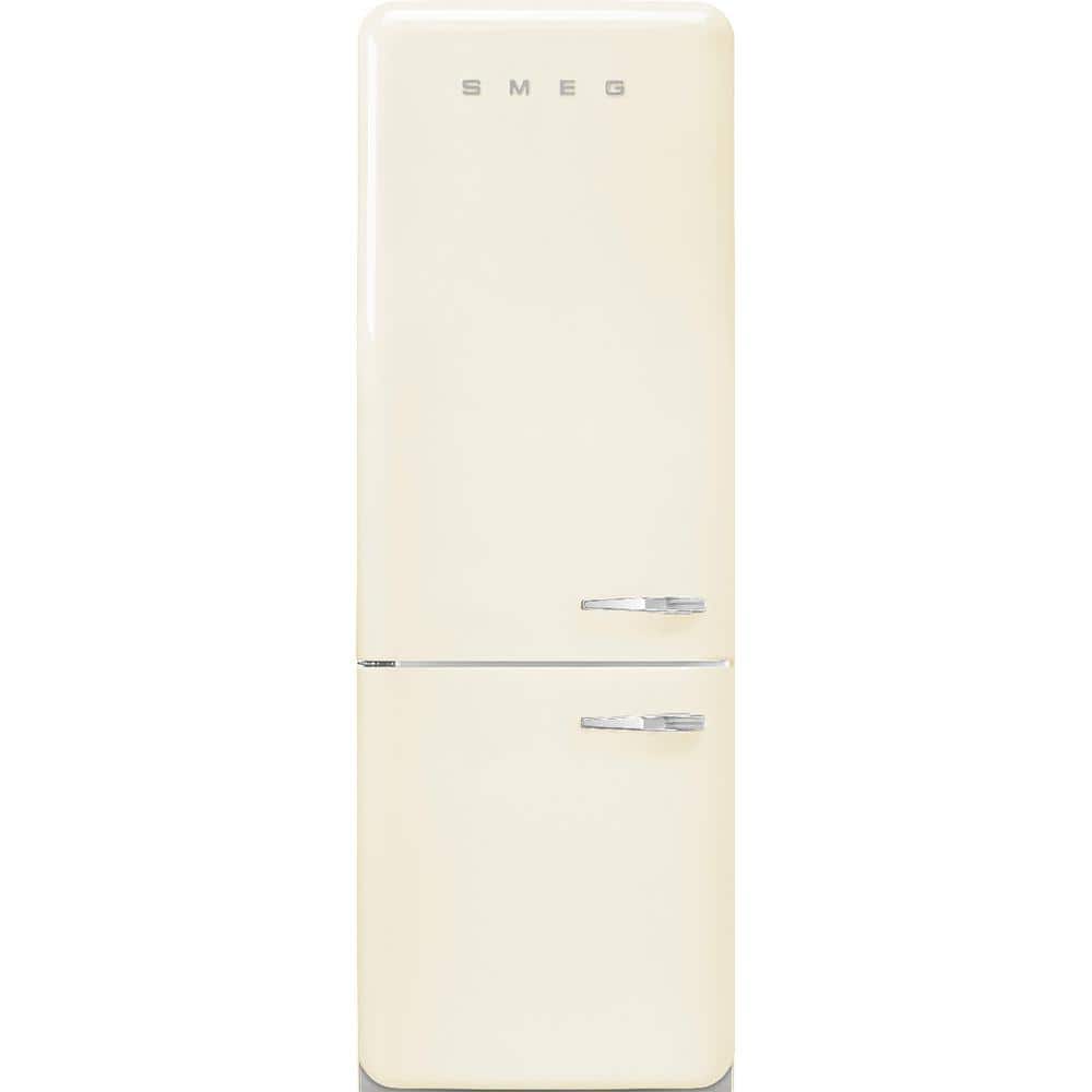 smeg FAB38 Retro 70cm Refrigerator w/ Bottom-Freezer. Cream. Left Hinge ...