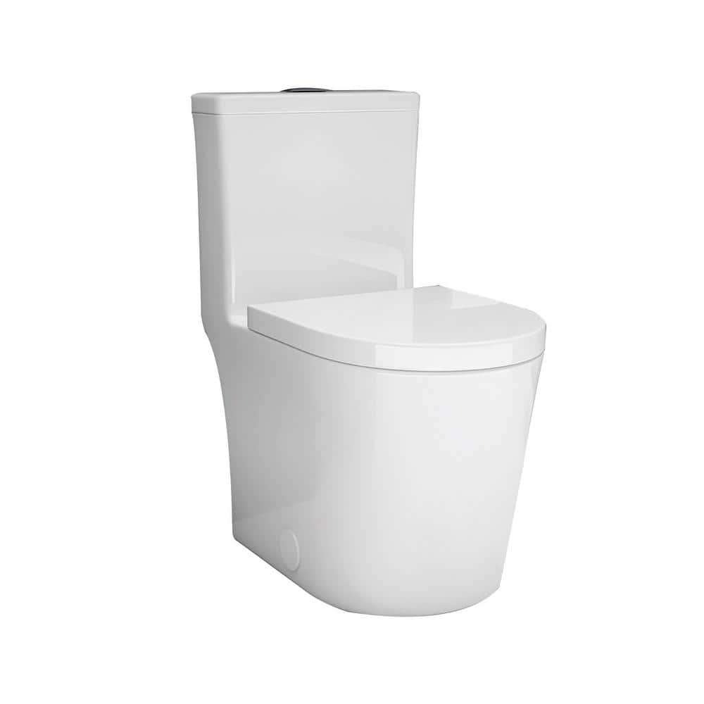 Lycvki 23 in. 1-Piece 0.8/1.6 GPF Dual Flush Round Toilet in White for ...