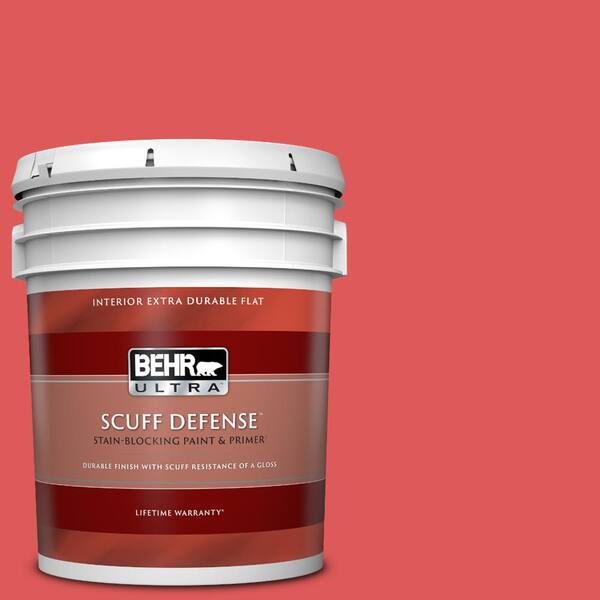 BEHR ULTRA 5 gal. #150B-6 Firecracker Extra Durable Flat Interior Paint ...