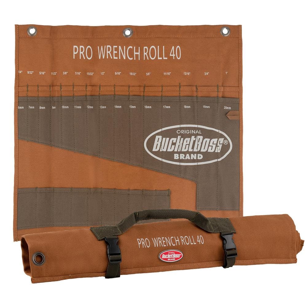 BUCKET BOSS 23 in. Professional Big Wrench Tool Roll with 40 Tool Bag ...