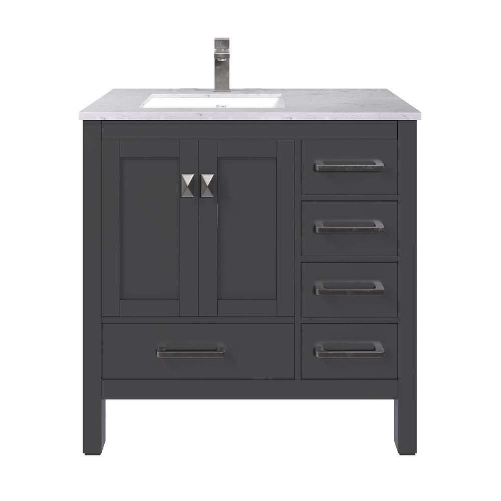 Eviva London 38 in. Single Sink Espresso Bath Vanity with White Carrara ...