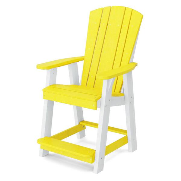 Wildridge Heritage Lemon Yellow and White Plastic Outdoor Balcony Chair ...