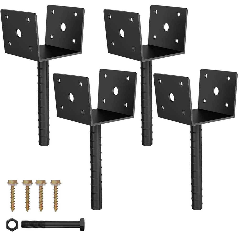 Afoxsos Heavy Duty Black Powder-Coated 13-GA Steel U Shape Fence Post ...