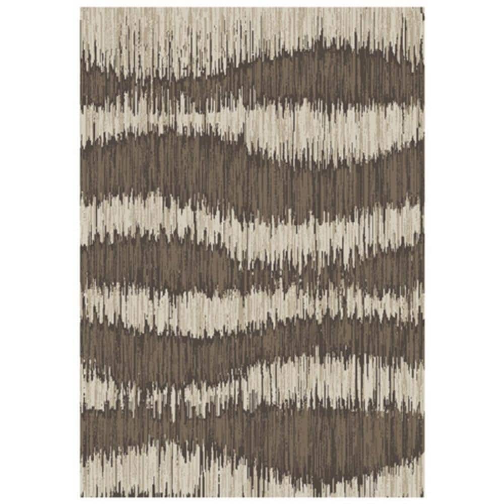 Benjara Doen Cream Brown and Gray 8 ft. x 10 ft. Geometric Area Rug ...